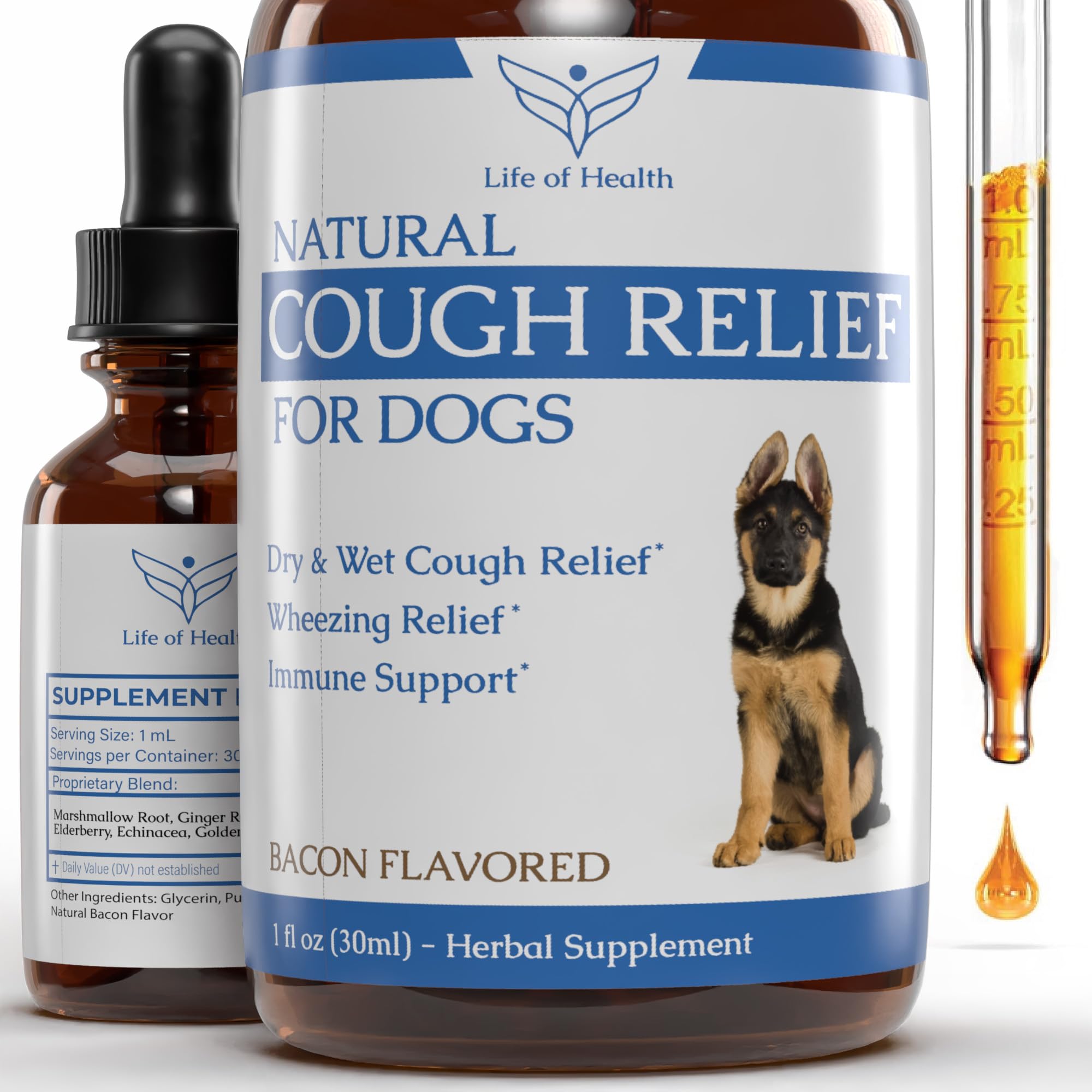 Natural Kennel Cough Treatment for Dogs - Supports Healthy Cough Relief for Dogs of All Breeds & Sizes - Dog Cough Suppressant - Dog Cough Relief - Dog Allergy Relief - Dog Itch Relief - 1 fl oz