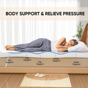 Memory Foam Mattress Topper Queen Size, 3 Inch Gel-Infused Cooling Mattress Pad Cover for Back Pain,Bed Topper with Removable & Washable Bamboo Cover