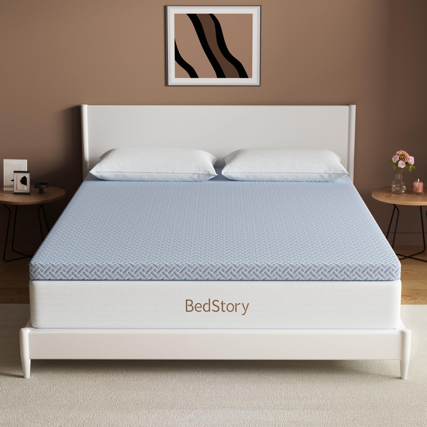 BedStory Memory Foam Mattress Topper Queen Size - 4 Inch Premium Soft Gel Memory Foam Topper - Bed Toppers with Removable Cover, CertiPUR-US Certified