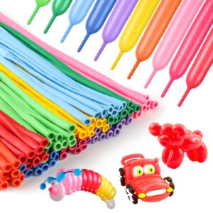 100pcs 260 balloons rainbow long balloons for balloon garland thickening long skinny latex balloons for tying twisting animals modeling christmas birthday wedding party decor(colorful long balloons)