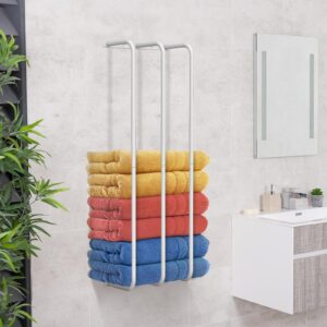 fogein towel rack for bathroom,3 bar towel rack wall mounted,wall towel rack for rolled towels can holds up 6 large bath towels,wall towel holder for small bathroom,spa,sauna(white)