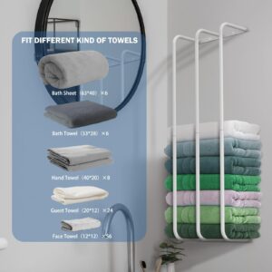 Fogein Towel Rack for Bathroom,3 Bar Towel Rack Wall Mounted,Wall Towel Rack for Rolled Towels Can Holds Up 6 Large Bath Towels,Wall Towel Holder for Small Bathroom,Spa,Sauna(White)