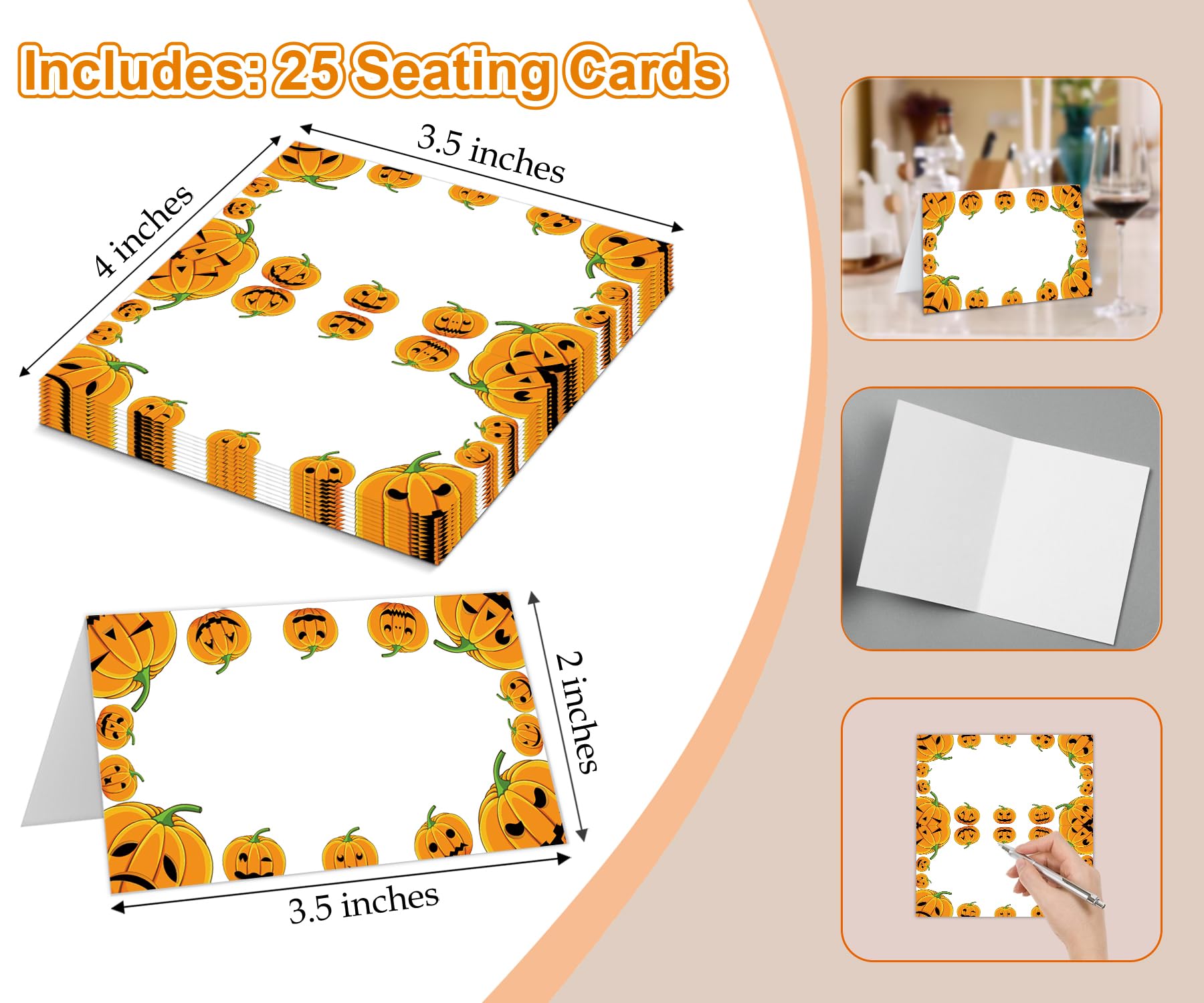 Halloween Decorations for Party,Rustic Wedding Table Name Number,Seating Cards,Tent Cards,Buffet Table Cards,Party Supplies,Place Cards for Wedding or Party,A Set of 25 Foldable Seat Cards-7