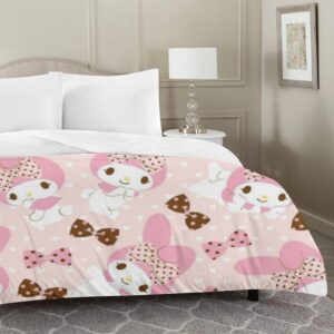 My Bunny Melody 3D Digital Print 3 Piece Bedding Set Duvet Cover Melody Decor Bedspread Cover for Kid Pink Comforter Cover Sets with 1 Quilt Cover and 2 Pillowcases