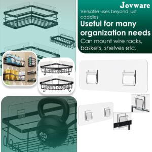 Jovware Shower Caddy Adhesive Replacement Sticker, Shower Adhesive Strip Adhesive Hook Bathroom Storage Shelf Organizer Sticker Adhesive Pads Hooks for Kitchen Caddy for Flat Wire, 2 Flat Hooks 6 1/2"