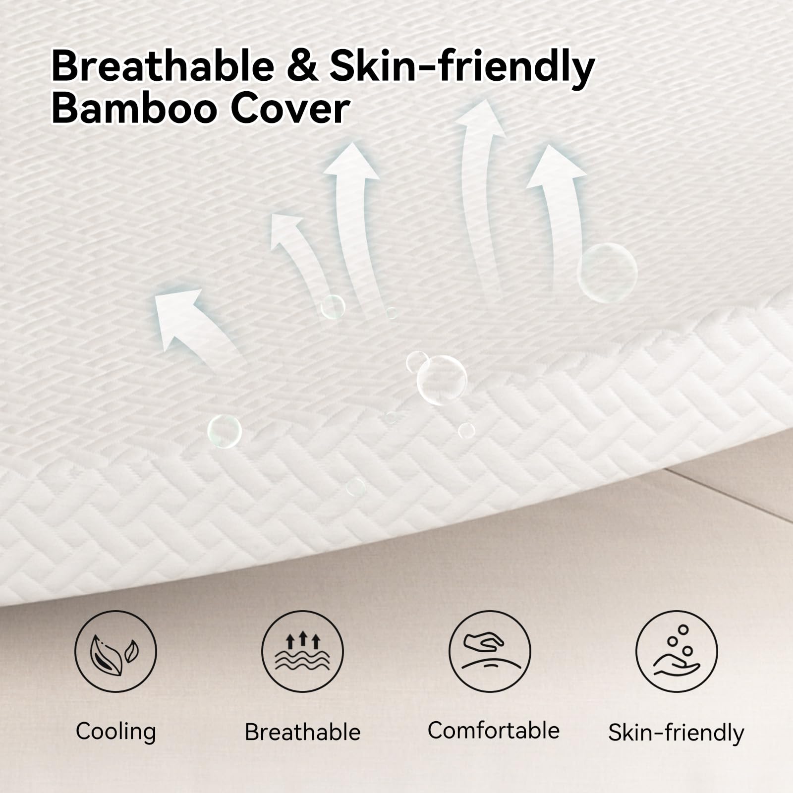 Memory Foam Mattress Topper Queen Size, 3 Inch Gel-Infused Cooling Mattress Pad Cover for Back Pain,Bed Topper with Removable & Washable Bamboo Cover