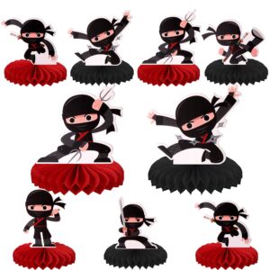 6 pcs ninja party honeycomb table centerpiece double sided martial arts karate kung fu warriors table toppers centerpieces for ninja theme baby shower birthday party table decorations supplies