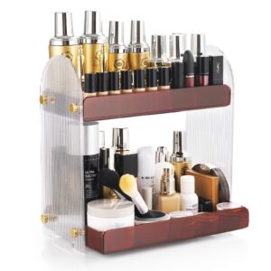 whale store bathroom counter organizer,2 tier bathroom counter organizer kitchen spice rack cosmetic organizer,countertop storage shelf for bathroom, living room, bedroom, dressing table amber