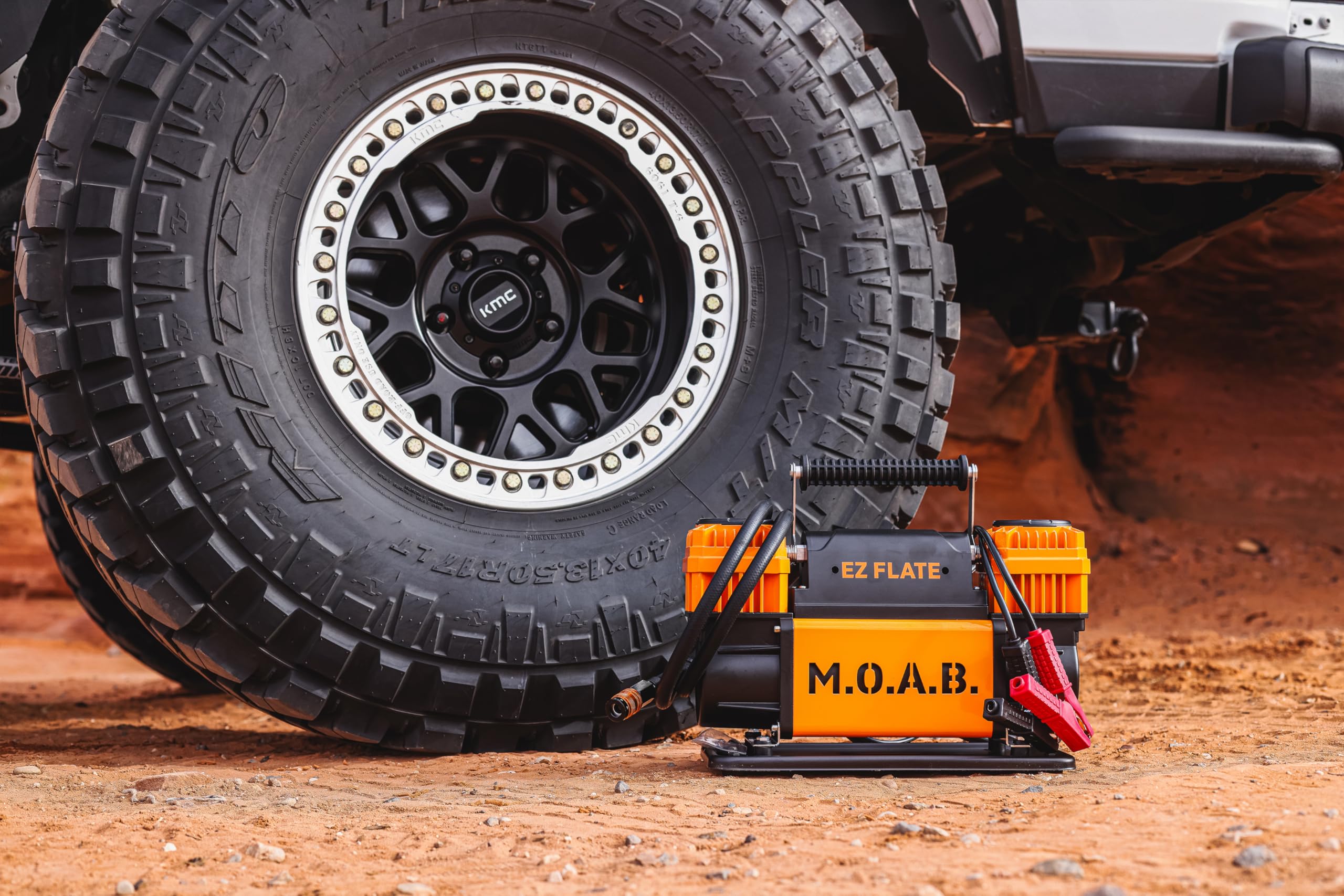 EZ FLATE M.O.A.B. Dual Air Compressor for 4x4 Offroad Vehicles, Fast Inflation, 12V Power, Easy to Use, Storage Bag