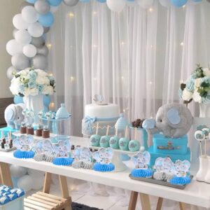 6 PCS Blue Elephant Honeycomb Table Centerpiece It's a Boy Baby Shower Table Toppers Centerpieces Decro for Elephant Theme Gender Reveal Baby Shower Birthday Party Table Decorations Supplies