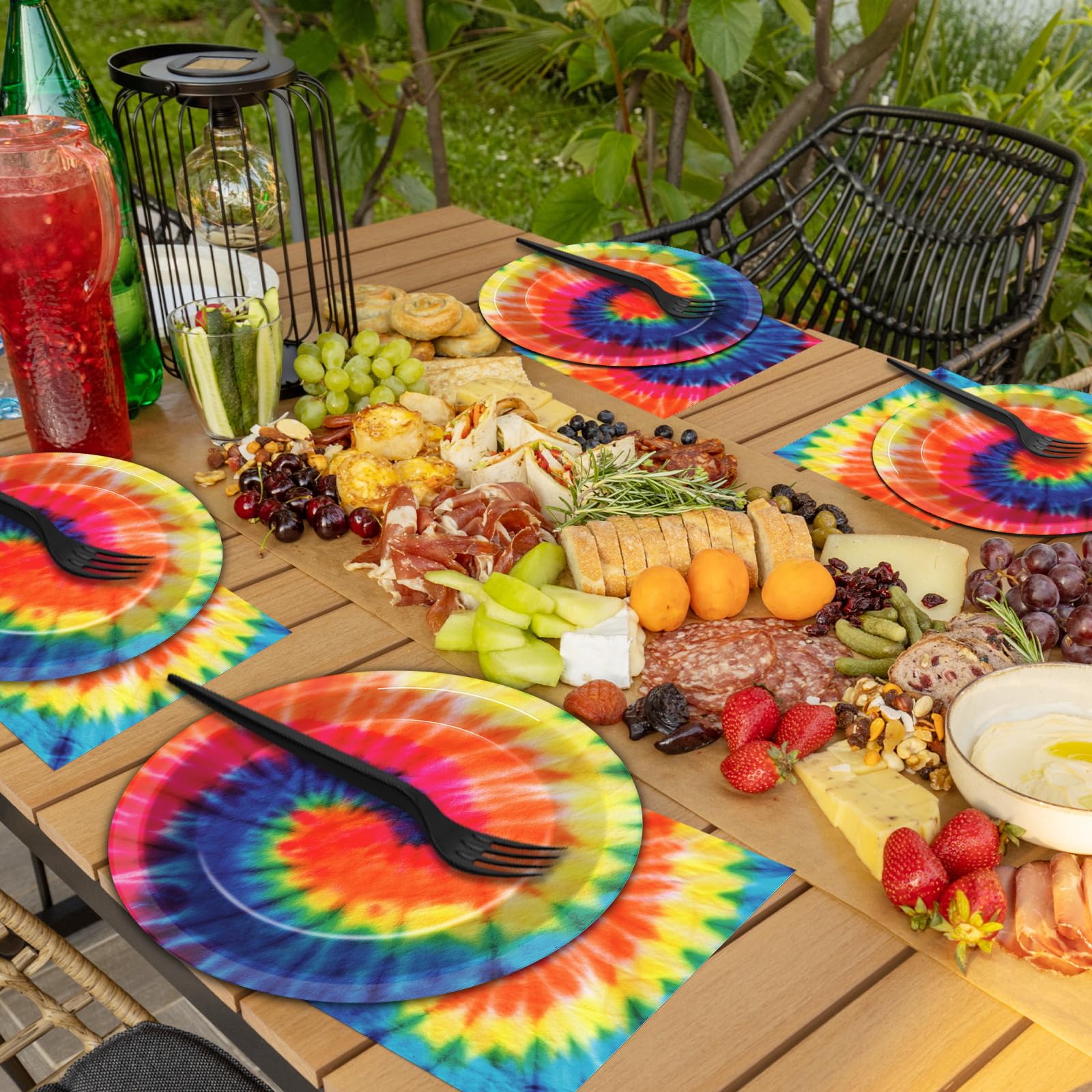 50 Guests Tie Dye Plates and Napkins Party Supplies Tie Dye Party Decorations Disposable Tableware Set Tie Dye Birthday Dinnerware Favor for Kids Girls Baby Shower Birthday Party Graduation, 200PCS