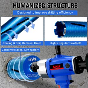 SALI Diamond Core Drill Bits 2" Diameter 10"/254mm Drilling Depth 5/8-11" Thread Core Bit Turbo Laser-Welded Segments for Cured Concrete with Rebar, Brick, Block, Masonry, Stone with Two Adapters