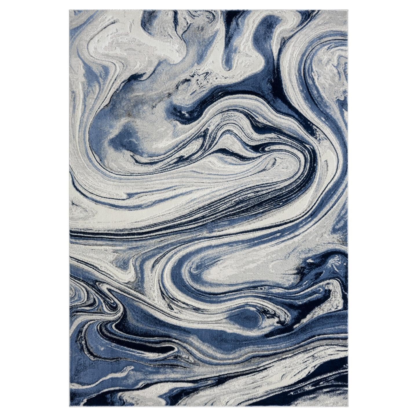 LUXE WEAVERS Modern Abstract Marble Swirl Blue 5x7 Area Rug