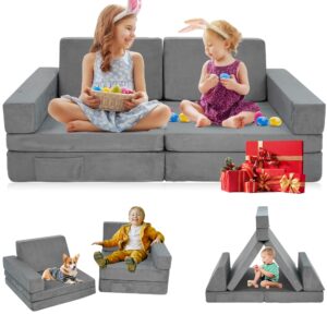 sensweet kids couch 8pcs, modular couch kids for playroom bedroom, multifunctional kids couch toddler sofa for indoor outdoor,style1,medium