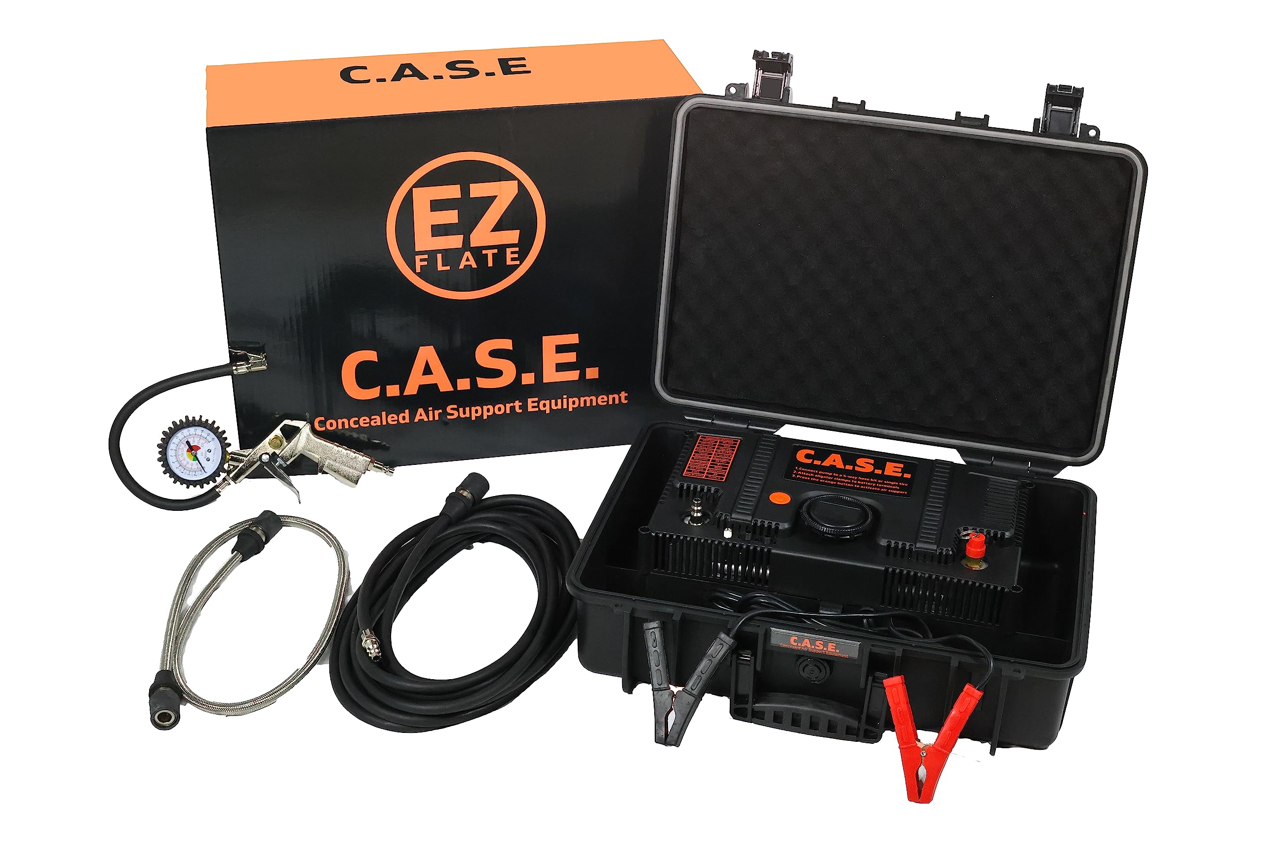 EZ FLATE C.A.S.E. 12 Volt Air Compressor Built Into Heavy Duty Case | Dual Air Compressor | 10.6 CFM | Offroad Air Compressor 4x4 |150 PSI | Portable Inflator With Pressure Gauge