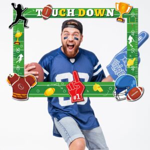 Football Photo Booth Prop Frame Decorations Sport Selfie Picture Frame for Sports Football Frenzy Game Time Tailgate Party Baby Shower Favors Supplies