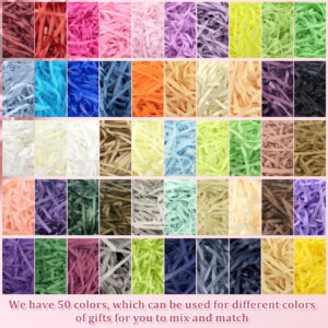 Tigeen 50 Pack Crinkle Cut Paper Shred Filler 2.2 LB Crinkle Paper Shredded Paper Filler Raffia Confetti Paper Shreds Basket Grass for Gift Wrapping DIY Craft Box Packing and Filling, 50 Colors