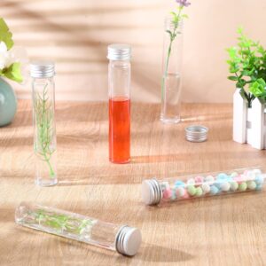 Dandat 80 Pcs 65ml Clear Flat Plastic Test Tubes with Screw Caps, Plastic Tubes Containers Storage Tubes with Caps Test Lab Tubes for Sample Testing, Candy, Spices, Dried Flowers and Party Favors