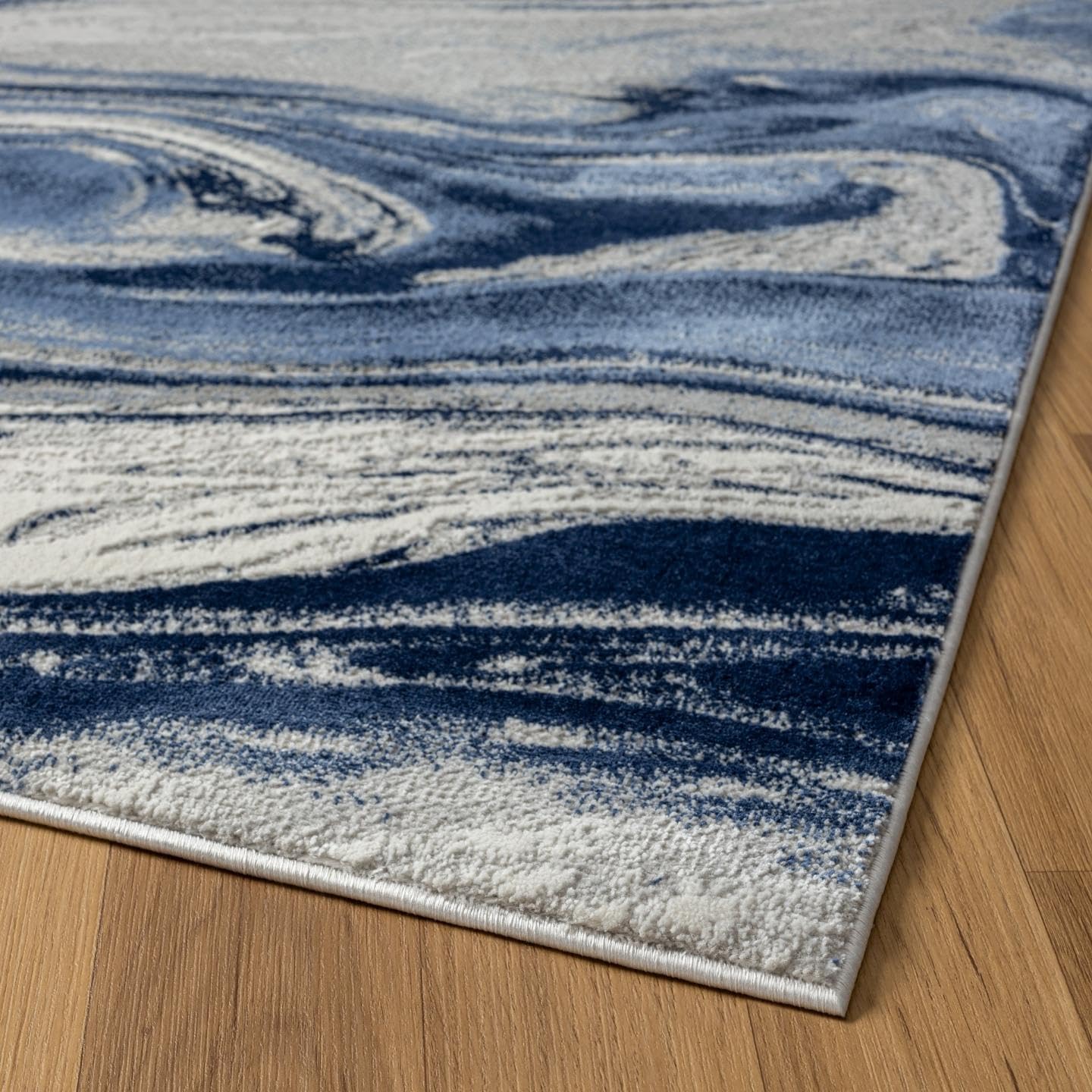 LUXE WEAVERS Modern Abstract Marble Swirl Blue 5x7 Area Rug