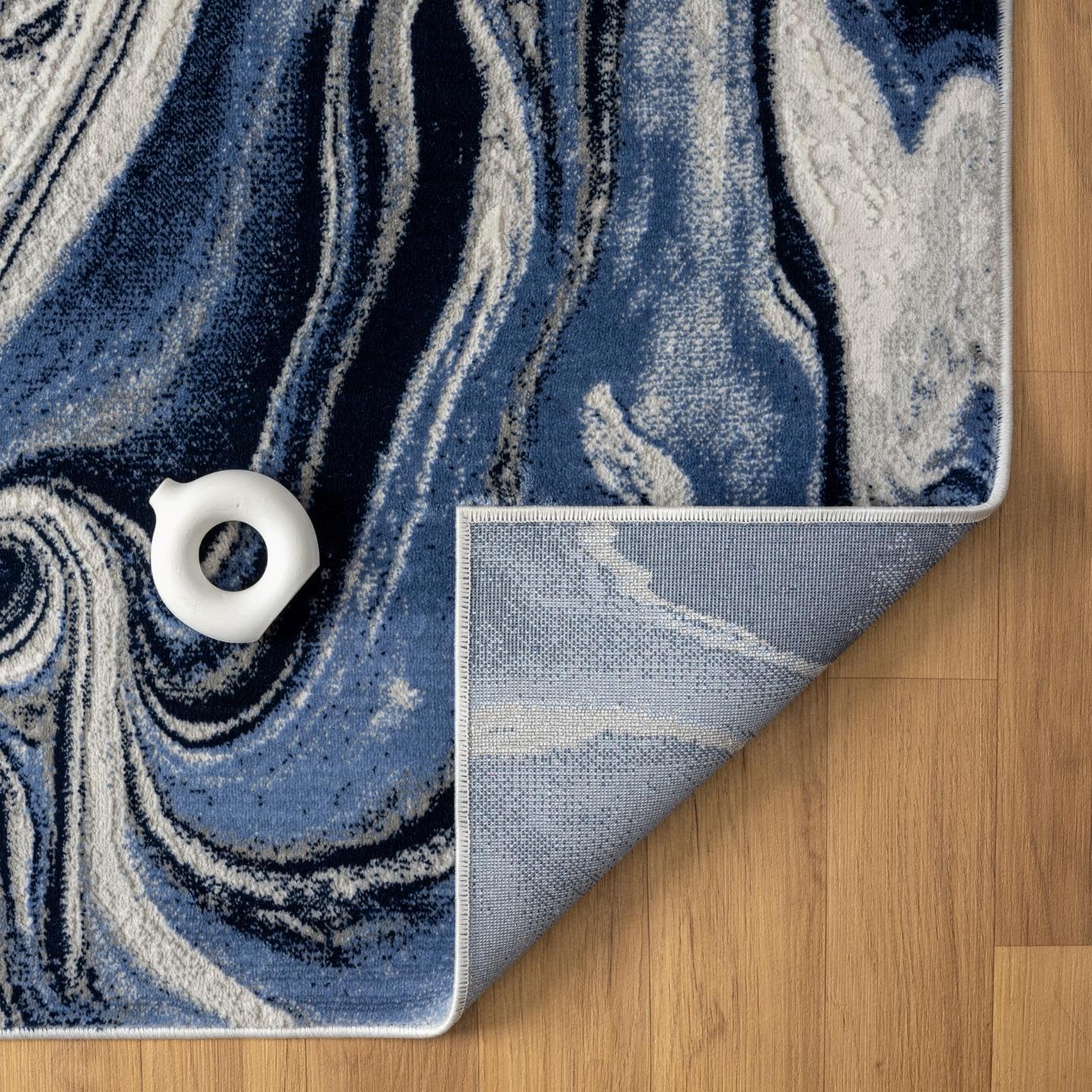 LUXE WEAVERS Modern Abstract Marble Swirl Blue 5x7 Area Rug