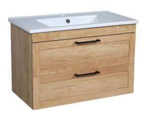 modern wall-mounted bathroom vanity with washbasin | palm beach teak natural collection | non-toxic fire-resistant mdf-68 (34+34)-omega collection 40"