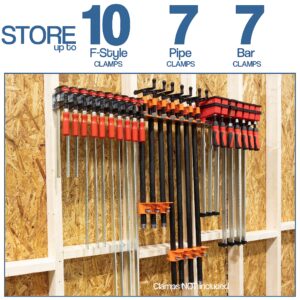 Fulton Woodworking Tools Modular Clamp Rack Assortment with 1 Each F-Clamp Rack •1 Each Bar/Parallel Clamp Rack and 1 Each Pipe Clamp Rack Included, Quick to Align •Pre-Drilled 16 inch on Center