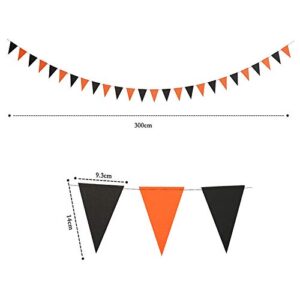 JEYE Orange Black Pennant Banner Paper Triangle Flag Hanging Streamer Halloween Garland Backdrop Party Decoration for Halloween Graduation Thanksgiving Decor(Pack of 2, 20ft in Total)