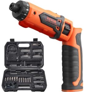 vevor cordless screwdriver, 8v 7nm electric screwdriver rechargeable set with 82 accessory kit and charging cable, nut drivers magnetic bit holder tool kit home repair, led light dual position handle