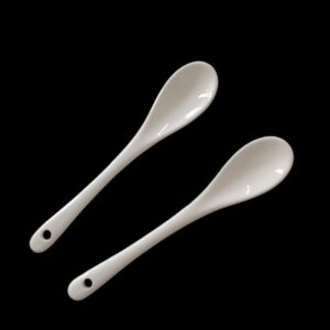 White Ceramic Coffee Spoon, 5 Inch Small Tea Spoons for Ice-cream Teaspoon Appetizers Desserts, Dinner Soup Spoons Kitchen (10 Pack)