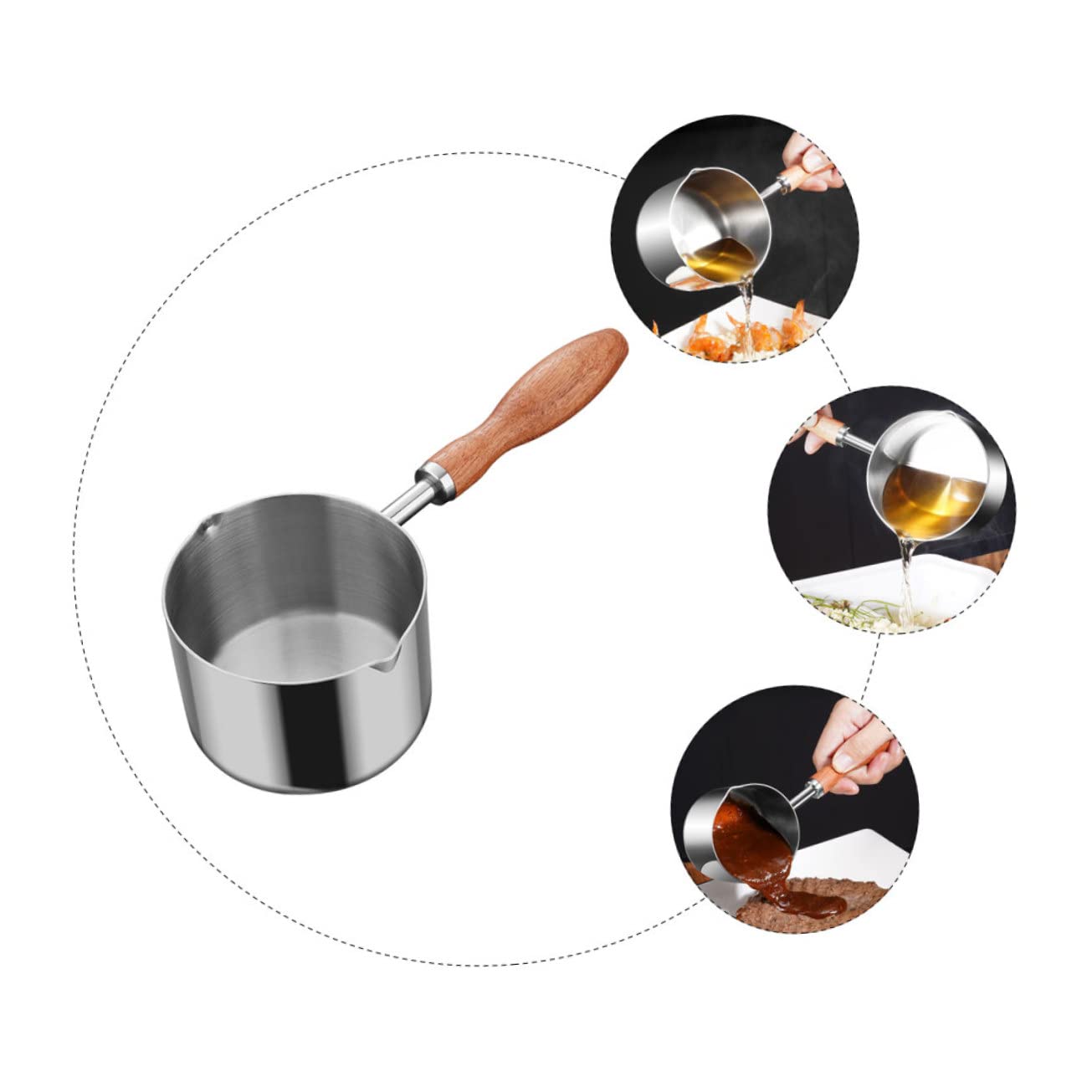 FELTECHELECTR Oil Pan Mini Candy Mini Heater Stainless Steel Saucepan Steaming Pot Candle Making Pot Chocolate Melting Pot Oil Pots for Cooking Deepen Pot Soup Pan Coffee Cheese Cooking Pot