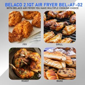 Belaco Air Fryer, 2.1Qt Digital Display, Rapid Air Circulation, Air Fryers, 60 Min Timer, Small Air Fryer, Adjustable Temperature, Dishwasher Safe Basket BEL-AF-02