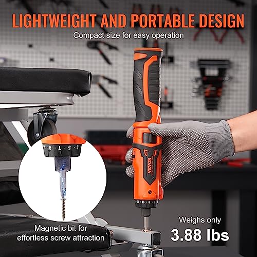 VEVOR Cordless Screwdriver, 8V 7Nm Electric Screwdriver Rechargeable Set with 82 Accessory Kit and Charging Cable, Nut Drivers Magnetic Bit Holder Tool Kit Home Repair, LED Light Dual Position Handle