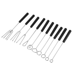 haosie 10pcs chocolate dipping fork tool, 22cm/8.7in stainless steel candy dipping tool set, chocolate fondue forks, for baking