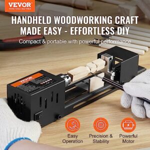 VEVOR Mini Lathe Machine, 2.76 in x 6.3 in, 24VDC 96W Mini Wood Lathe Tools Milling Machine Accessories, 7 Speeds 4220/5300/5650/6350/6660/7050/8450 RPM, for DIY Woodworking Wood Drill Rotary Tool