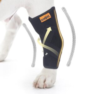 comfpet dog leg brace for rear hock, dog leg support wrap with metal strips, dog leg warmer sleeve to prevent licking, dog sprains, arthritis, acl, small