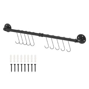 uxcell wall mounted towel rack, industrial pipe towel bar, bathroom hardware towel bar accessory, kitchen pot rack diy rustic iron bathroom towel rack holder (40 inch)