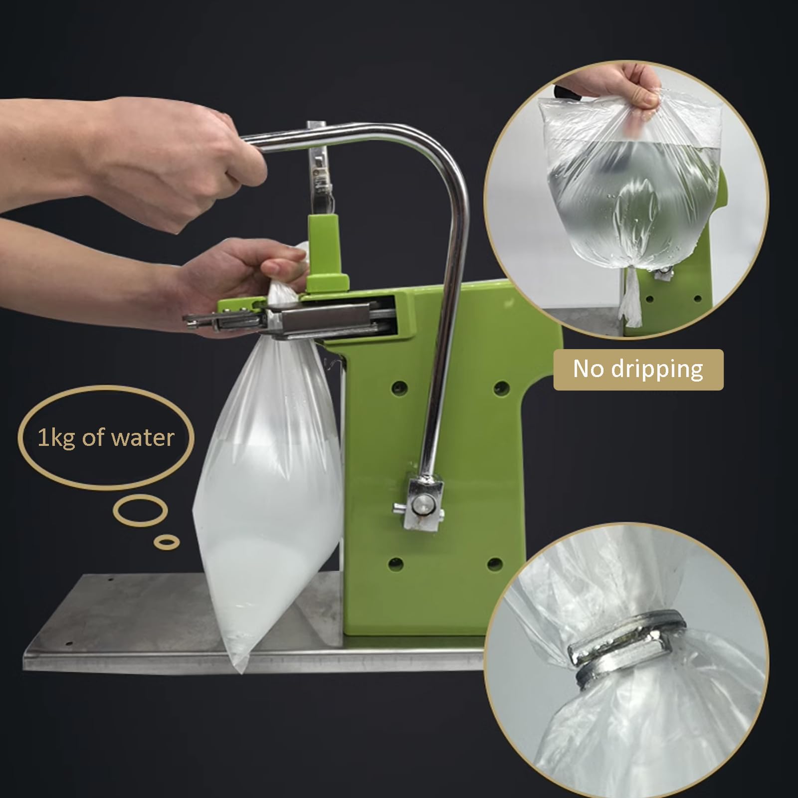 Plastic Bag Neck Sealing Machine Fruit and Vegetable Roll Bag Packaging Machine Aluminium Nail Tying Machine With 40000pcs U Shaped Sealing Nails Suit for Supermarket, Fruit Shop, Retail Stores