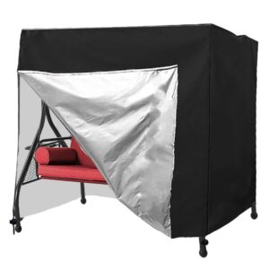 flymei outdoor swing cover 2 seater waterproof patio swing cover porch swing cover 2 triple seater swing canopy cover all weather protection, 65'' (l) x 50''(w) x 66''(h)