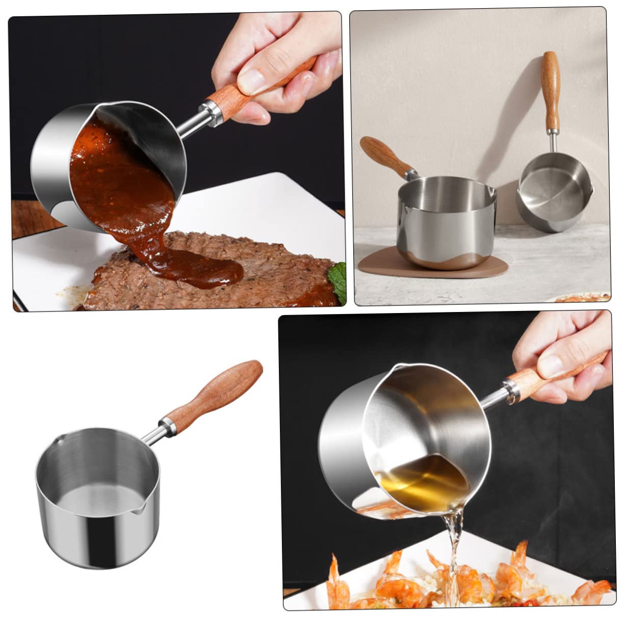 FELTECHELECTR Oil Pan Mini Candy Mini Heater Stainless Steel Saucepan Steaming Pot Candle Making Pot Chocolate Melting Pot Oil Pots for Cooking Deepen Pot Soup Pan Coffee Cheese Cooking Pot