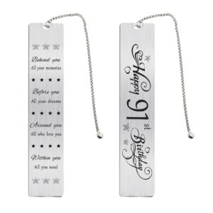 jzxwan happy 91st birthday gifts for women men, 91 year old birthday bookmark, female 91 yr old bday card gift ideas, 1933 birthday book mark for woman man, 91st birthday decorations, 91 st bd present