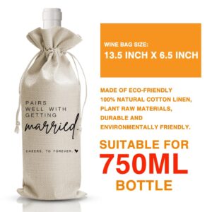 Wedding Wine Gift Bag Married Gift for Bride Groom Bridal Shower Gifts Wine Bag Engagement Wedding Party Decorations Supplies Newlywed Gift Honeymoon Gifts, 1 Pcs Burlap Wine Bottle Cover Bag - DL366