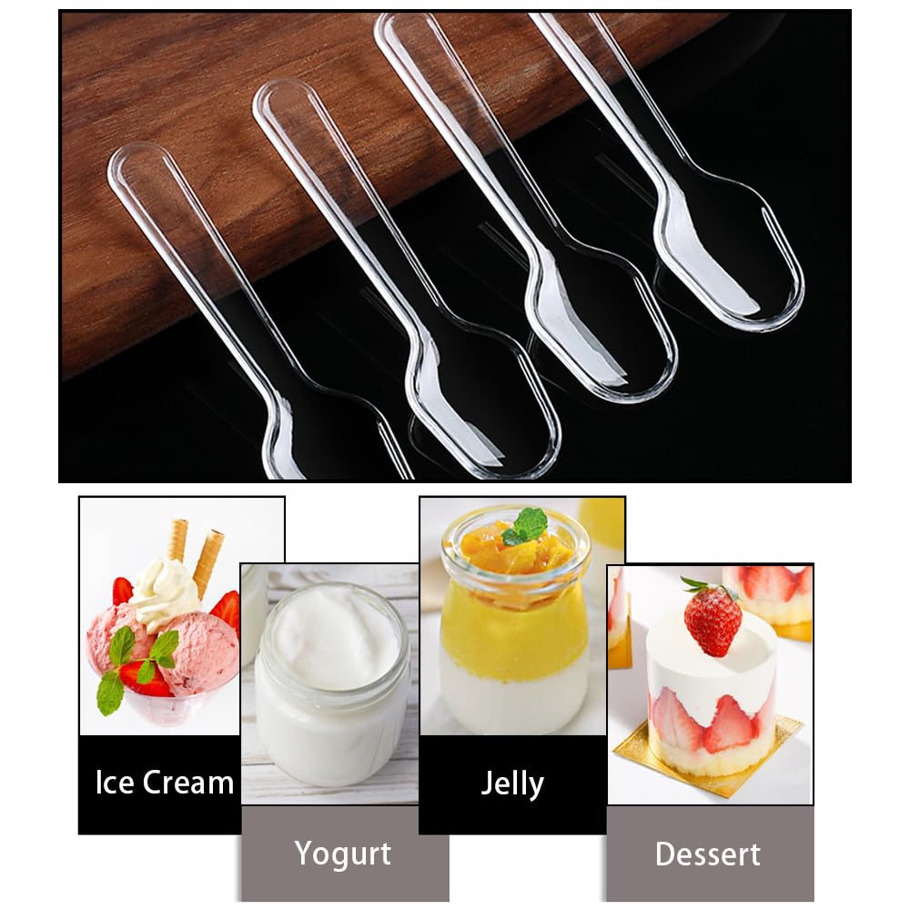 1000 PCS Mini Clear Tasting Spoons Plastic Sampling Spoons Pudding Taster Spoons for Jelly Yogurt Ice Cream Cake Dessert Spices Food Appetizer Supplies, 2.95 x 0.79Inch