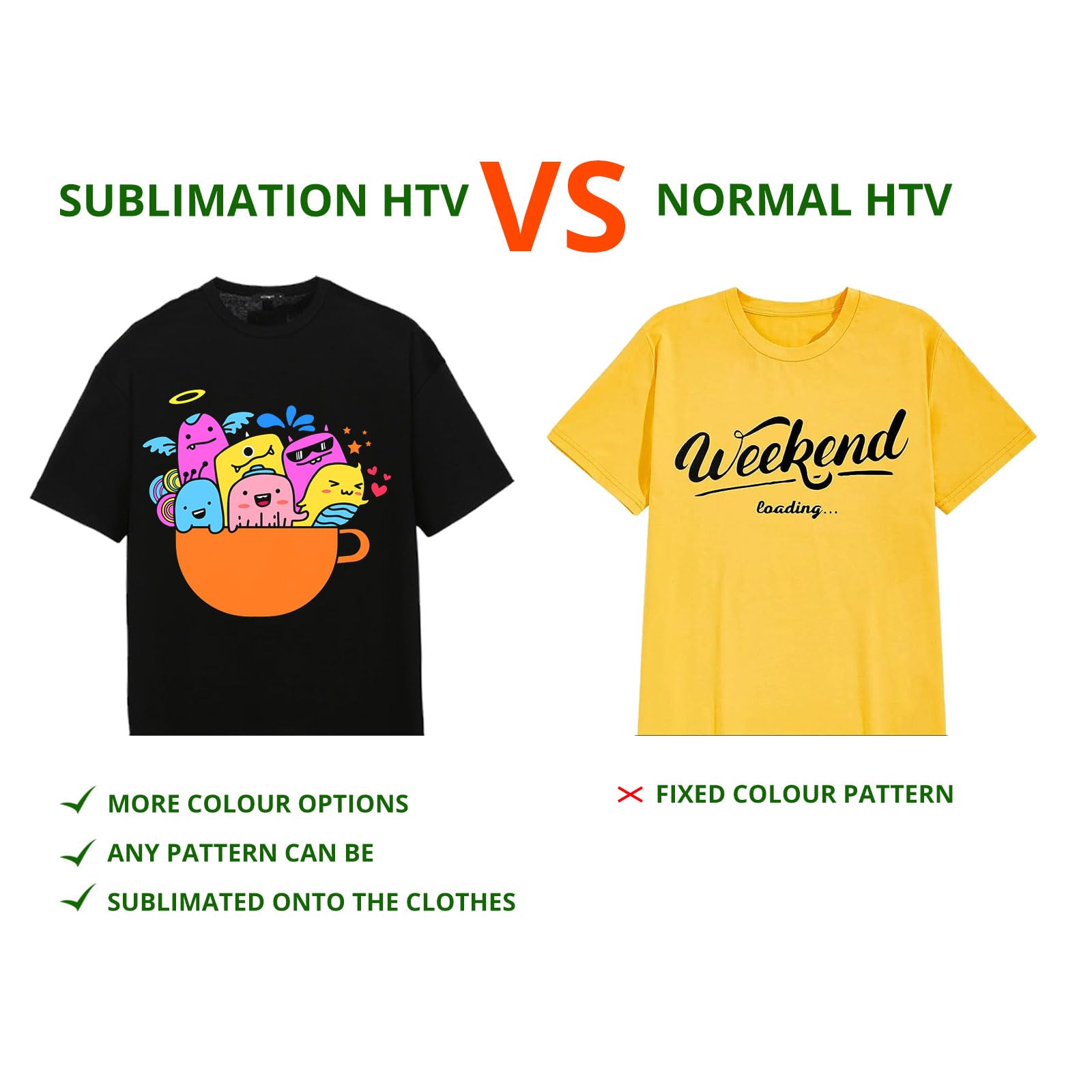 HTVRONT Sublimation HTV for Dark/Light Fabric - Matte Sublimation Vinyl 12" X 10FT for T-Shirts - Work Together with Sublimation Paper, Sublimation Ink and Heat Press