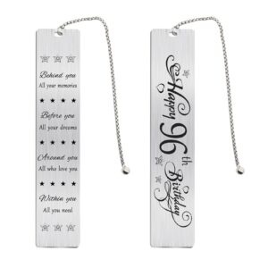 jzxwan greeting card: 96th birthday bookmark for women & men, personalized gift for 96 yr old, stainless steel, minimalist design