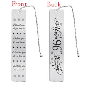 Jzxwan Greeting Card: 96th Birthday Bookmark for Women & Men, Personalized Gift for 96 Yr Old, Stainless Steel, Minimalist Design