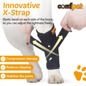 COMFPET Dog Leg Brace for Rear Hock, Dog Leg Support Wrap with Metal Strips, Dog Leg Warmer Sleeve to Prevent Licking, Dog Sprains, Arthritis, ACL, Small