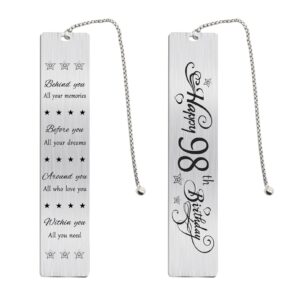 jzxwan happy 98th birthday gifts for women men, 98 year old birthday bookmark, female 98 yr old bday card gift ideas, 1926 birthday book mark for woman man, 98th birthday decorations, 98 th bd present