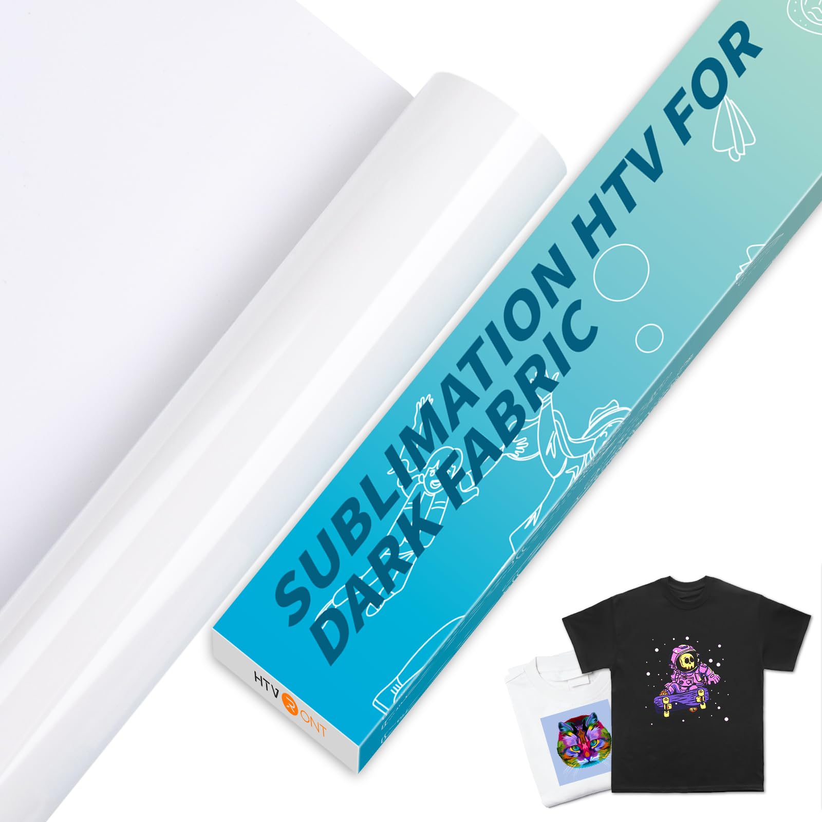 HTVRONT Sublimation HTV for Dark/Light Fabric - Matte Sublimation Vinyl 12" X 10FT for T-Shirts - Work Together with Sublimation Paper, Sublimation Ink and Heat Press