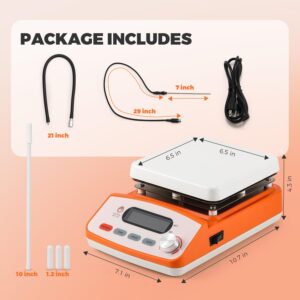 Bonvoisin Magnetic Stirrer Hot Plate Lab Stirrers Mixer with LCD Panel, Temperature Probe, Support Stand, 3 Stir Bars and Retriever 100-2000RPM Max 6L Stirring Capacity 110V 500W