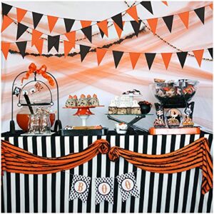 JEYE Orange Black Pennant Banner Paper Triangle Flag Hanging Streamer Halloween Garland Backdrop Party Decoration for Halloween Graduation Thanksgiving Decor(Pack of 2, 20ft in Total)